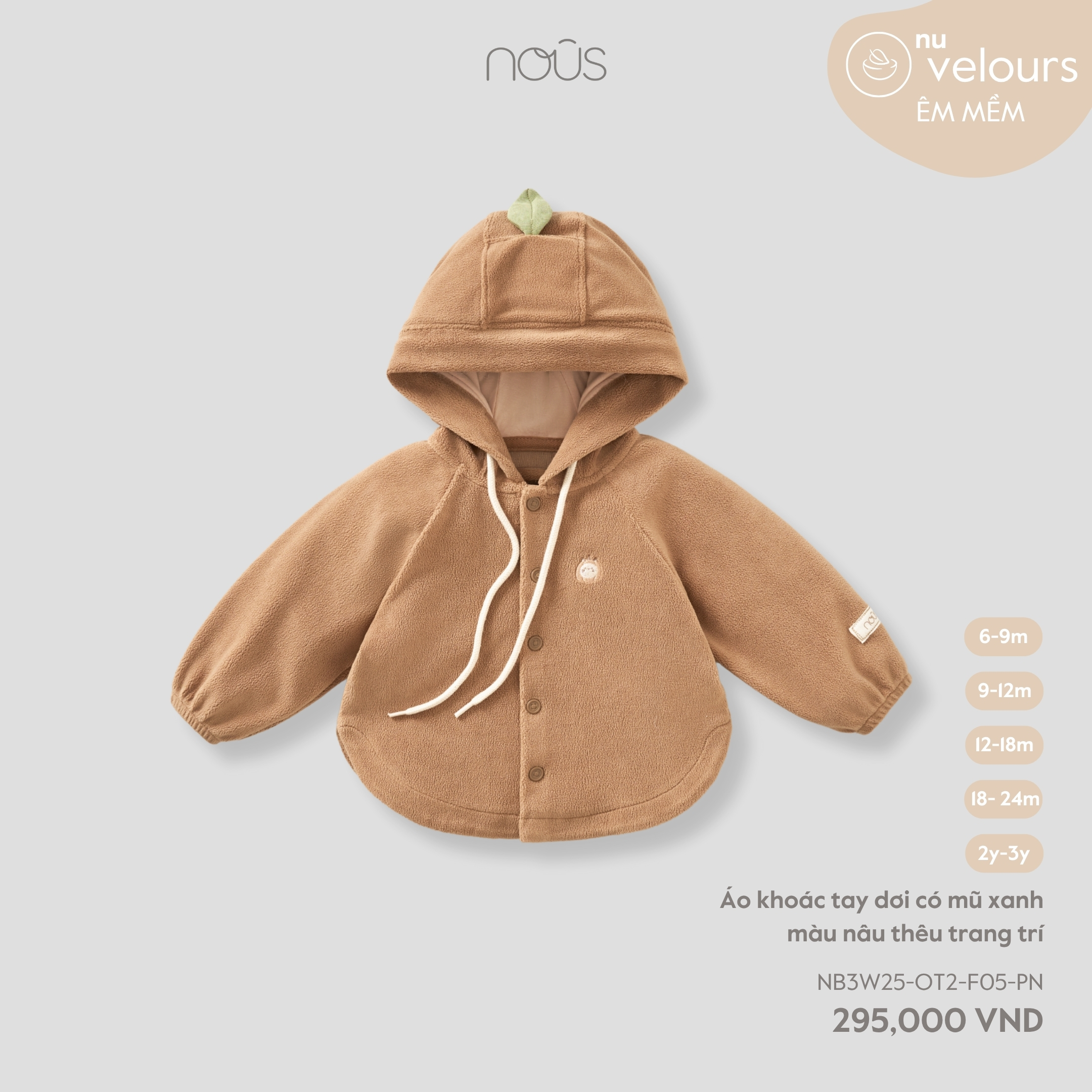 Nous Baby Áo khoác nỉ có mũ cho bé trai bé gái chất liệu nỉ mềm ấm cúc ...