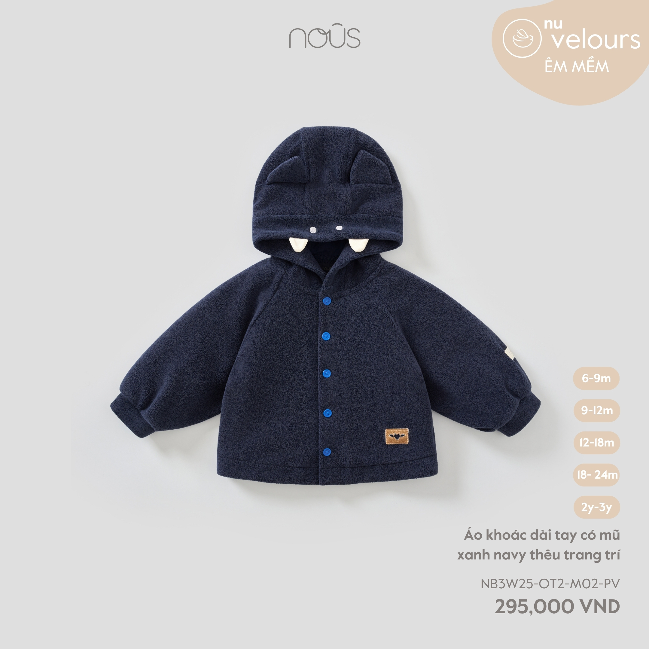 Nous Baby Áo khoác nỉ có mũ cho bé trai bé gái chất liệu nỉ mềm ấm cúc ...