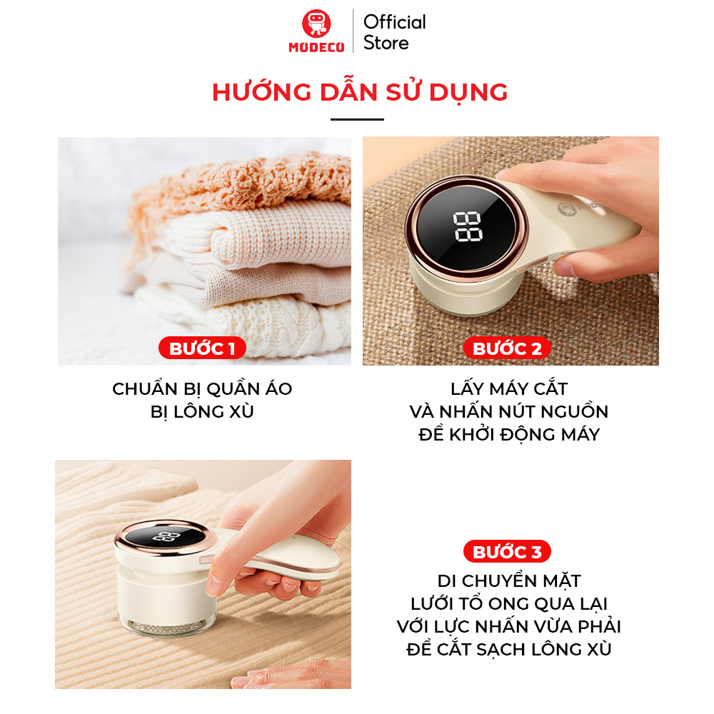Máy Cắt Lông Xù Quần Áo Modeco - Mẫu Mới 2025 Nâng Cấp Dao Cắt 6 Lưỡi ...