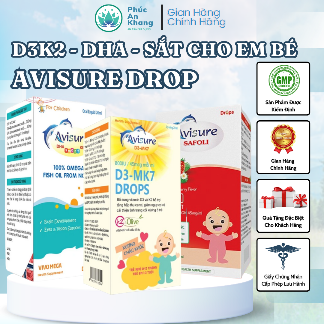 Avisure Drops Safoli-DHA-D3-MK7 | Bổ Sung D3K2, Sắt, DHA Cho Bé Phát Triển Khỏe Mạnh, Thông Minh ...