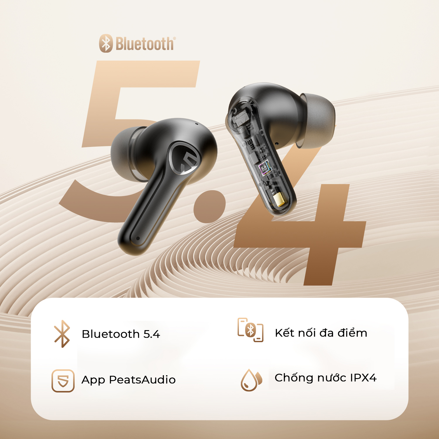 Tai nghe True Wireless SoundPEATS T3 Pro ANC Spatial Audio Bluetooth 5. ...