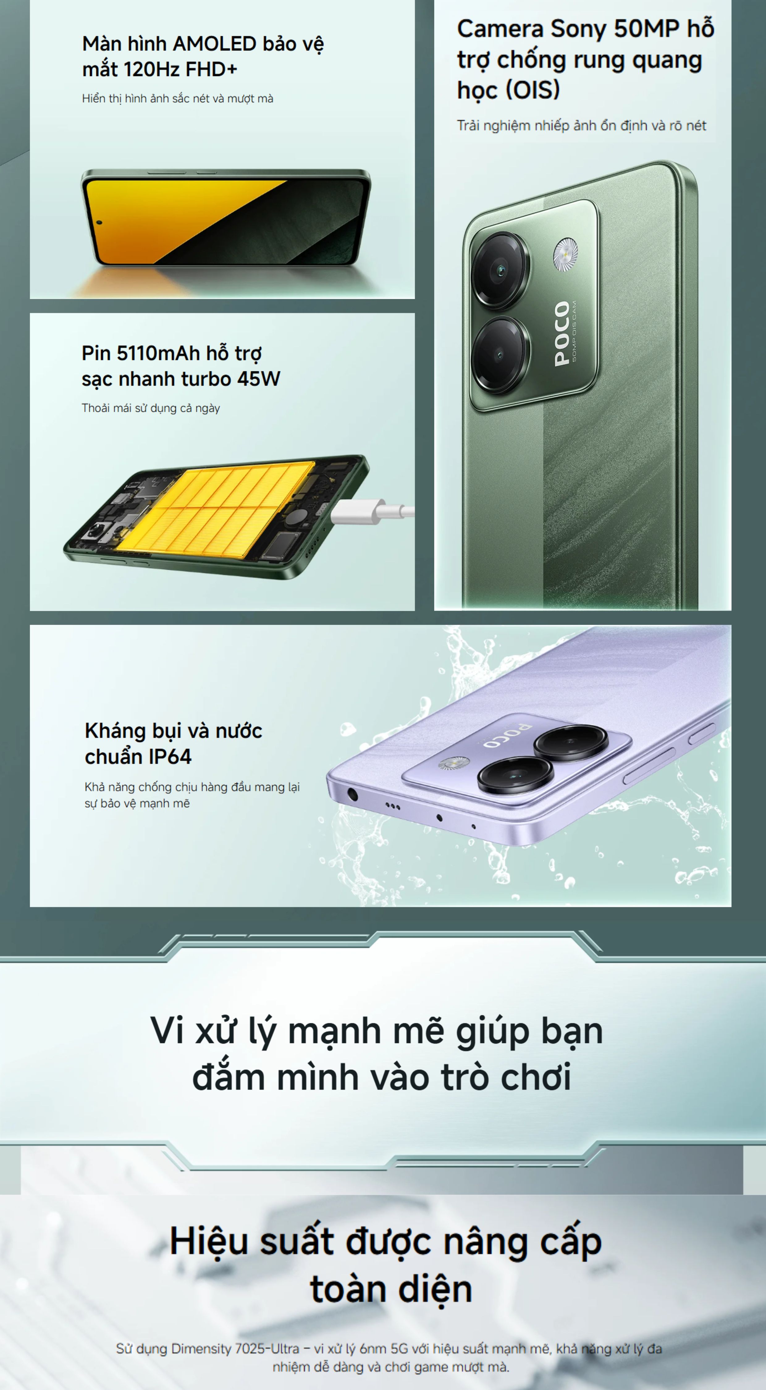 Điện thoại thông minh POCO M7 Pro 5G (8+256GB) | Màn 6.67" AMOLED FHD+ | Camera 50MP | MD 7025 ...