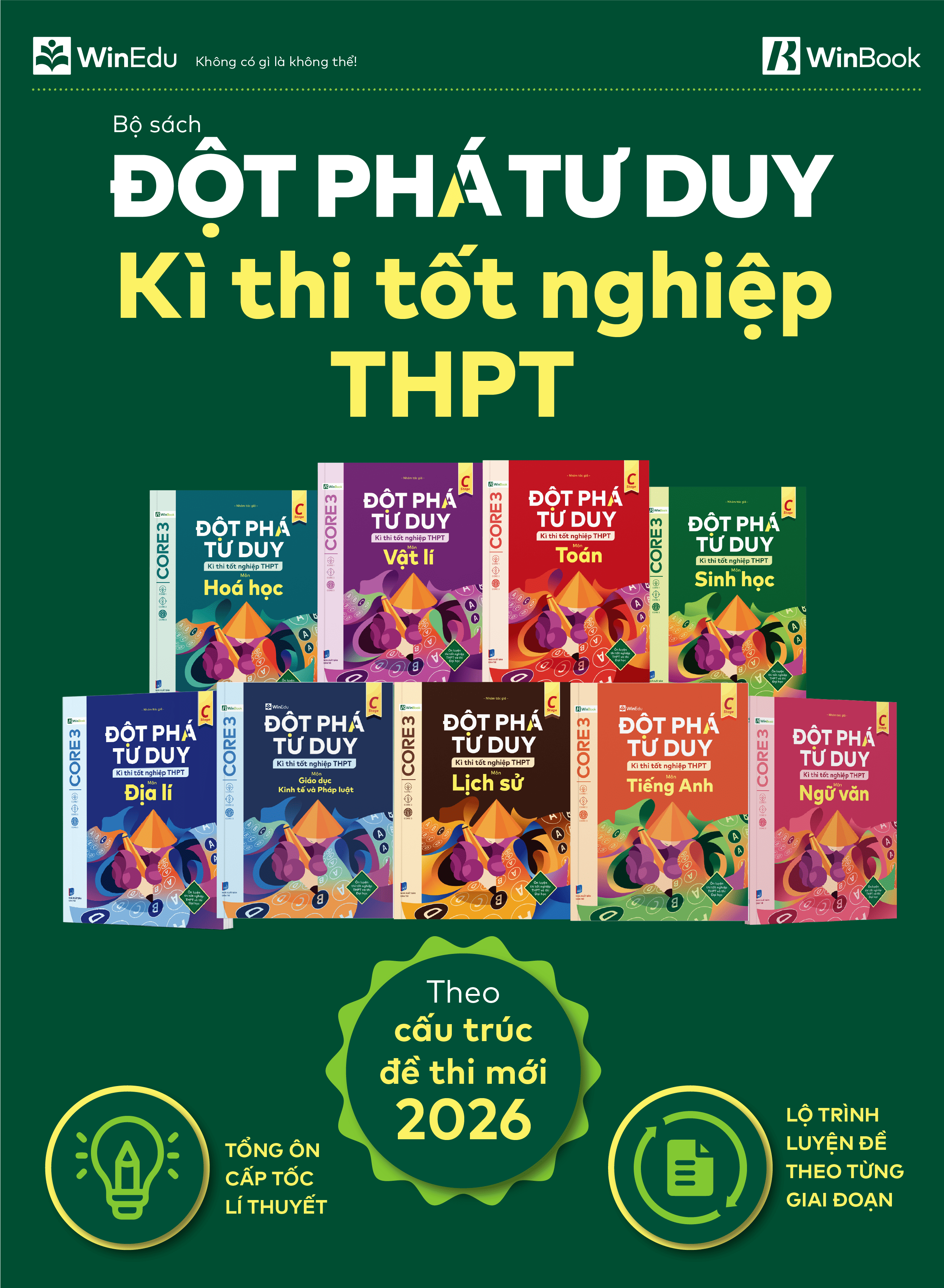 Sách Đột phá tư duy kì thi tốt nghiệp THPT - Toán, Lí, Hoá, Sinh, Văn, Sử, Địa, Tiếng Anh ...