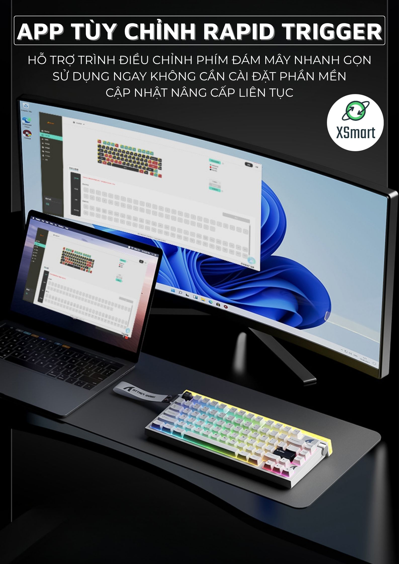 Bàn Phím Gaming Attack Shark R85 HE Switch Từ Tính, Rapid Trigger 0.005mm, 8KHz, LED RGB Neon ...