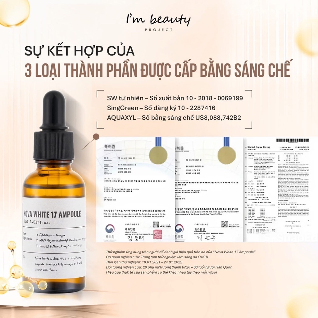 NOVA WHITE 17 AMPOULE – SERUM LÀM TRẮNG, DƯỠNG ẨM, PHỤC HỒI “ĐA NHIỆM ...