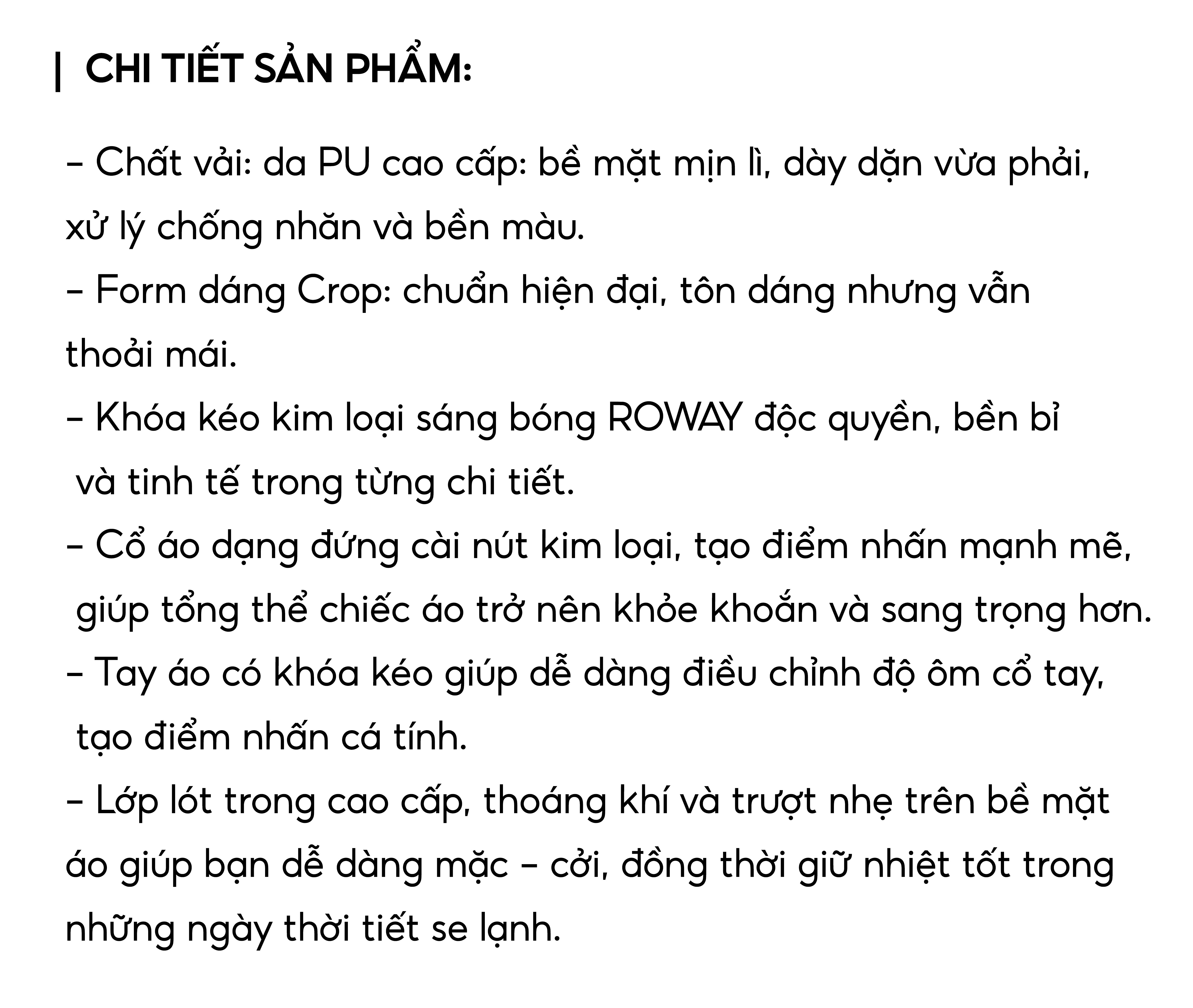Áo khoác ROWAY chất liệu da PU, dày dặn, đứng form | Jacket da cổ trụ ...