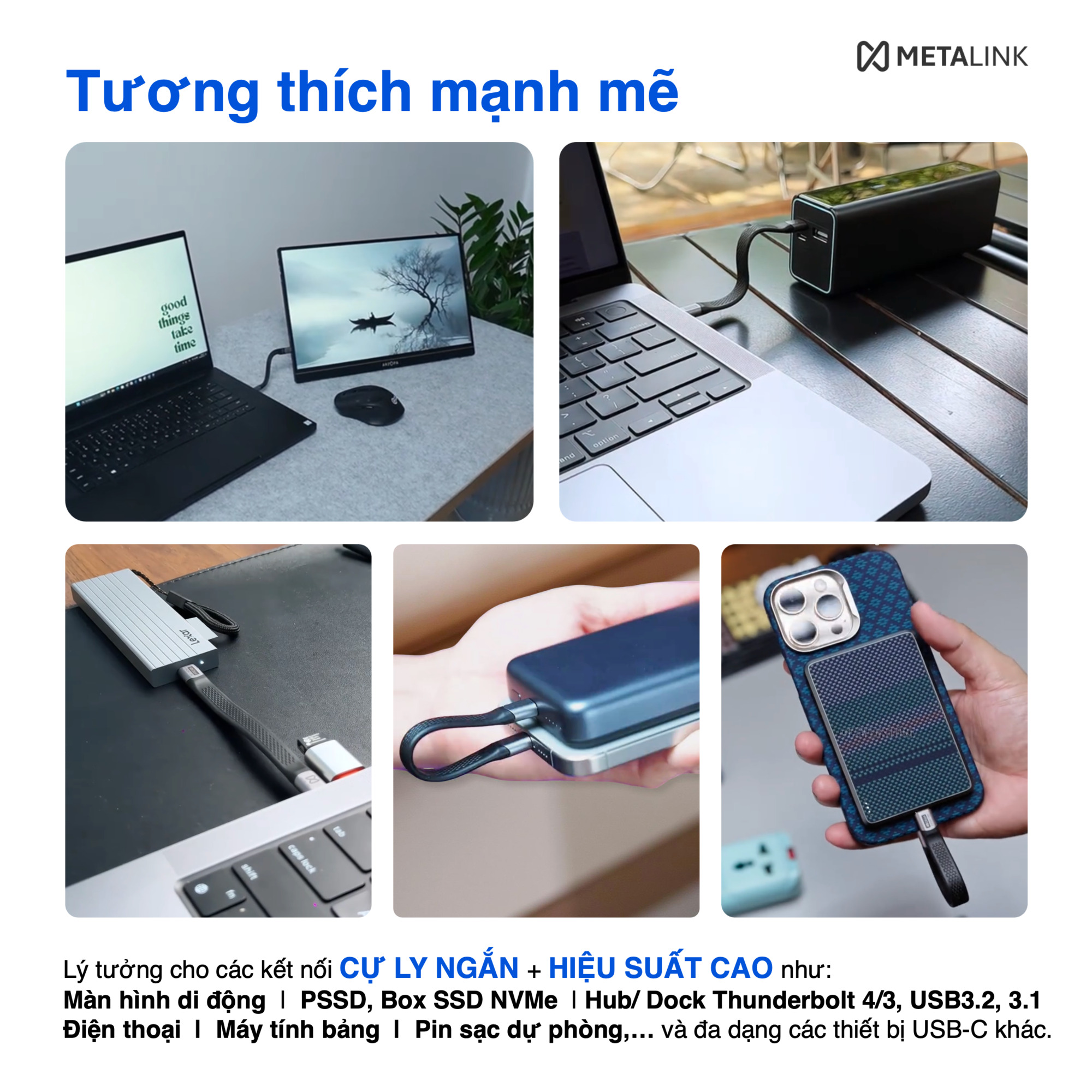 METALINK Cáp dữ liệu USB4 40G sạc nhanh PD 240W 8K60Hz, chip E-maker hỗ ...