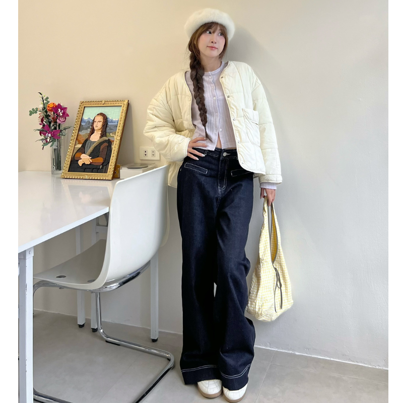 Quần Jeans nữ ống rộng wide-leg pants túi cơi chất jeans, kaki mềm ...