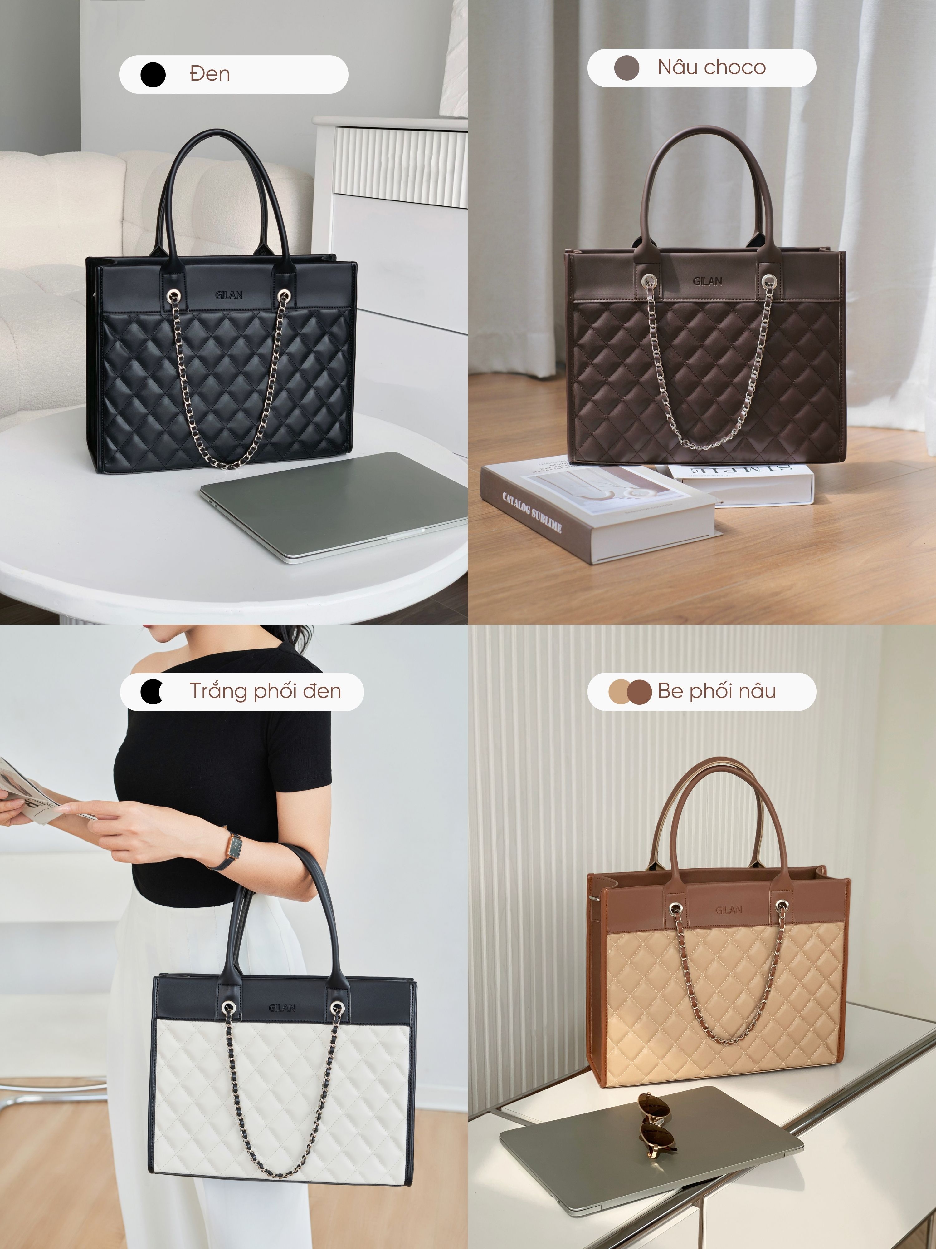 Túi xách tote nữ GILAN Gani bag ( 3 màu) - đựng được Laptop, A4 ...