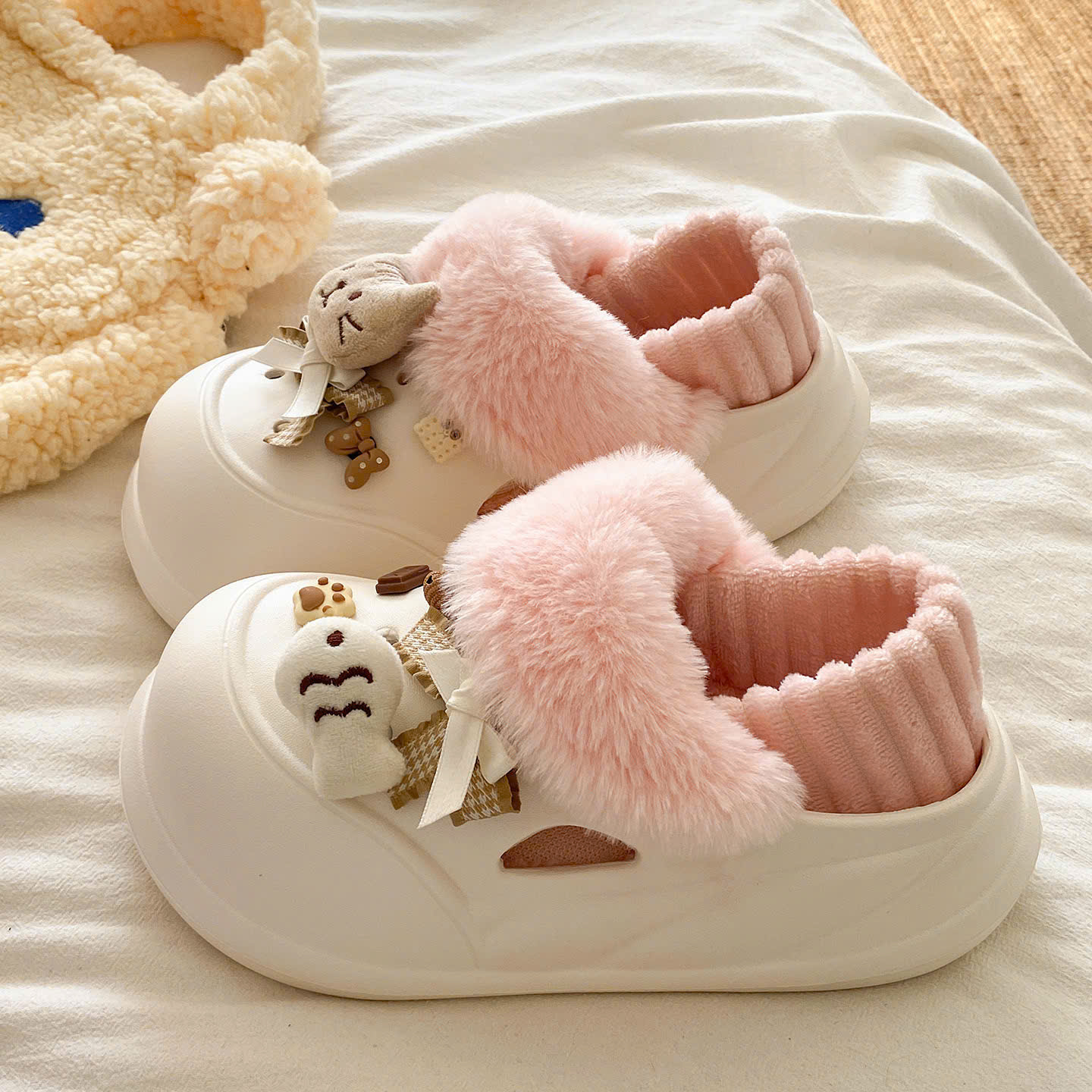 Dép Sục Nữ Cổ Lông Gót Len Chun Cham Mèo Cá Chất EVA Êm Nhẹ | Shopee ...