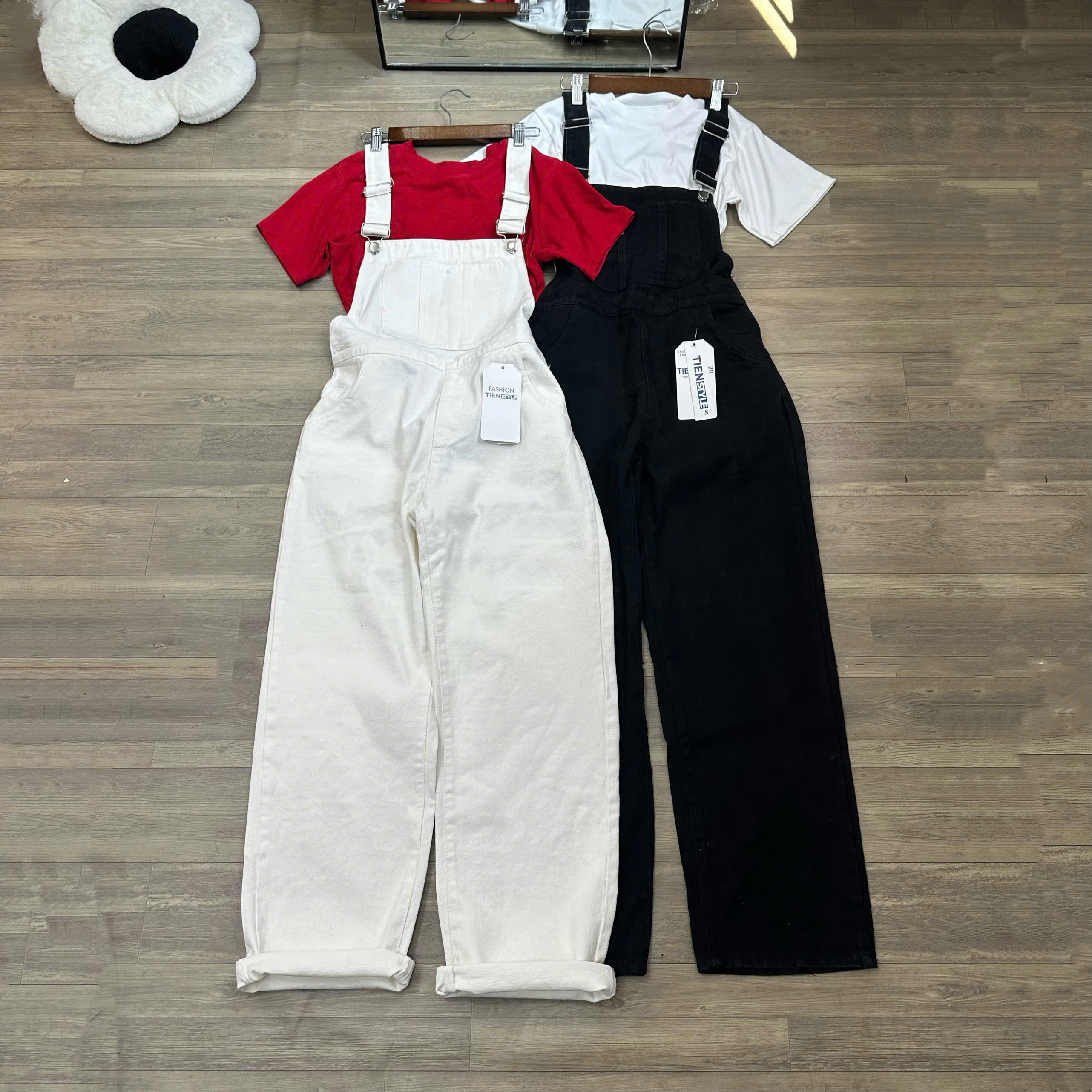 TIENSTYLE - Quần Yếm Jean Dài Nút Hông Màu Sắc Trẻ Trung, Yếm Hồng Hai ...