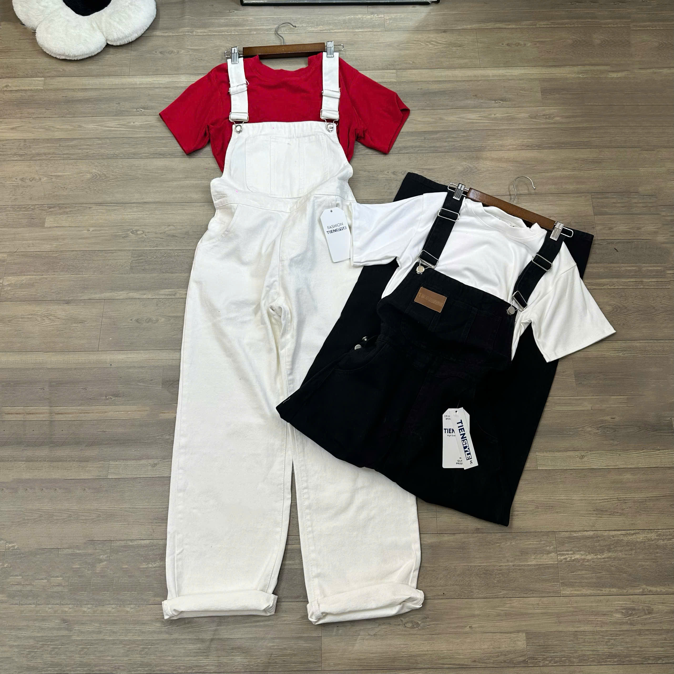 TIENSTYLE - Quần Yếm Jean Dài Nút Hông Màu Sắc Trẻ Trung, Yếm Hồng Hai ...