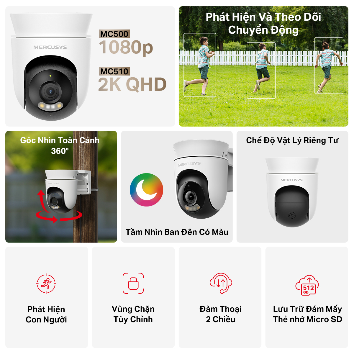 [VHL X Mercusys] Camera Wi-Fi An Ninh Ngoài Trời Mercusys MC500 (2MP ...