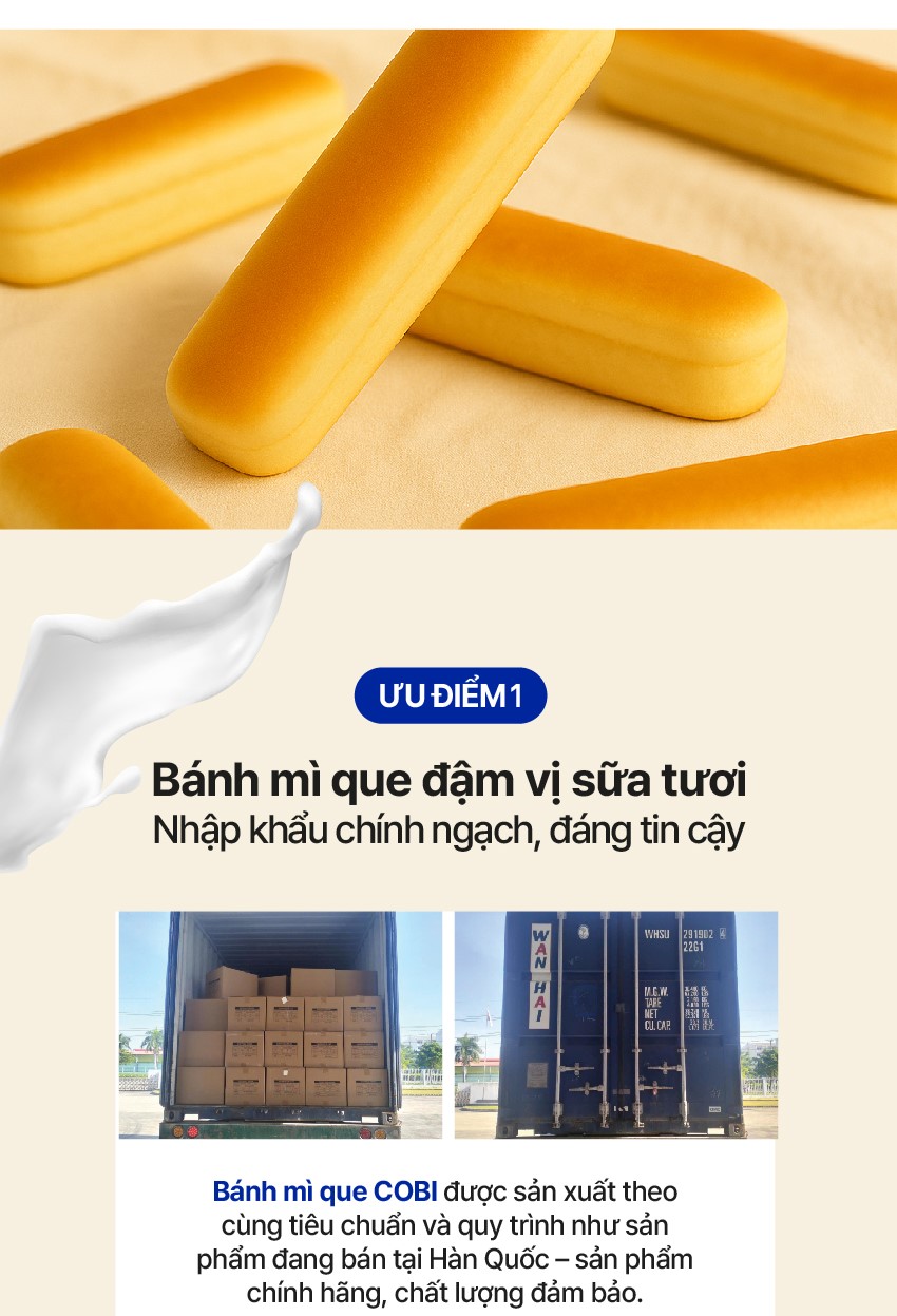 [HỎA TỐC HCM & HN] Bánh mì que nhân bơ sữa Cobi Stick Bread, Hộp 18 cái ...