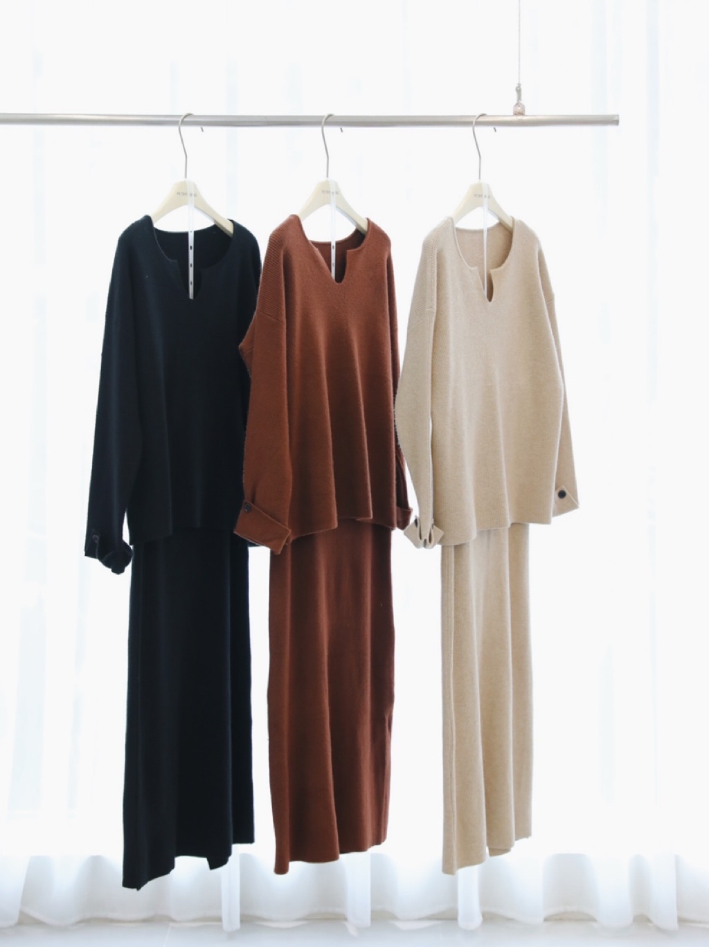 PETBYCHANG - Set len cổ V tay đính cúc, kiểu dáng suông basic dễ mặc ...