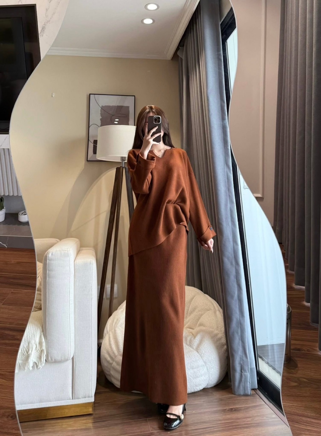 PETBYCHANG - Set len cổ V tay đính cúc, kiểu dáng suông basic dễ mặc ...