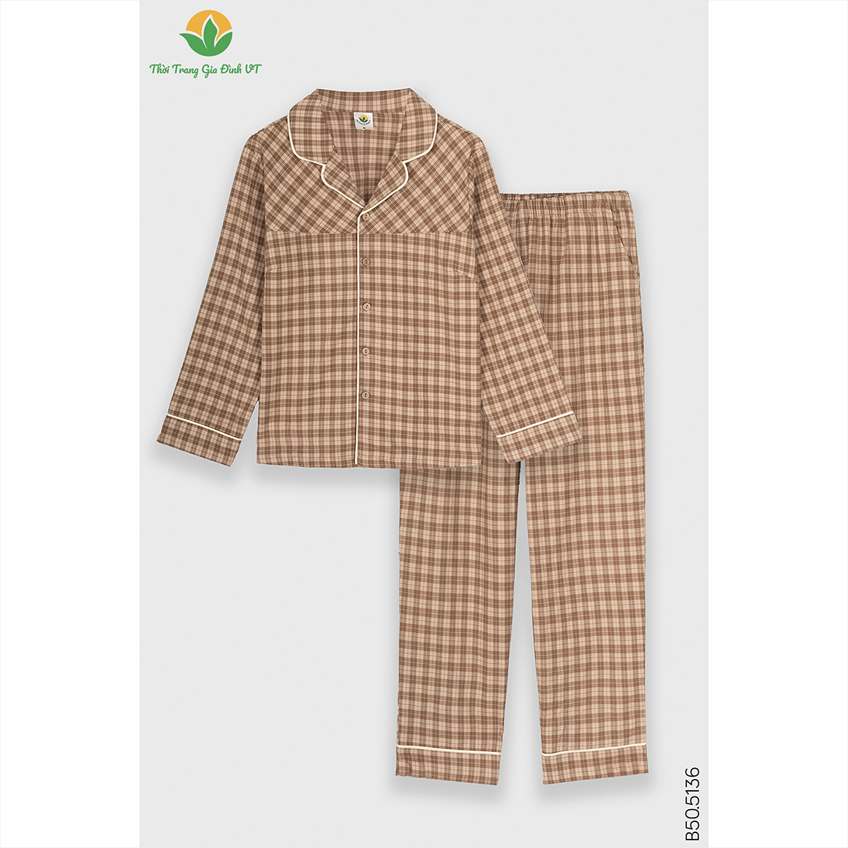 Bộ pijama nữ chất kẻ kate quần dài áo dài tay kẻ sọc thời trang Việt ...