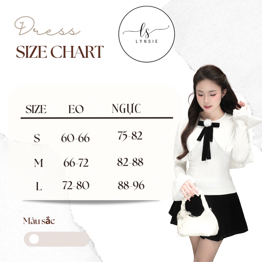 [Mimi set] Set áo len phối cape trắng nơ đính bông kèm chân váy nhung ...