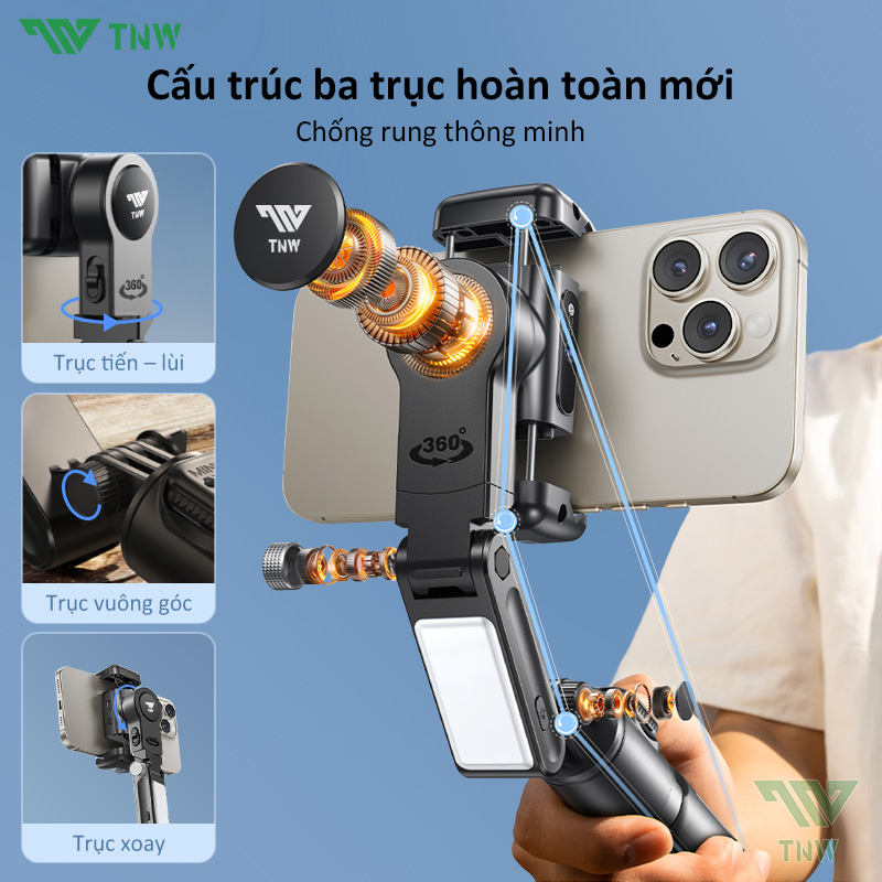 TNW Q19 Gimbal chống rung điện thoại 360 độ Gimbal chụp ảnh selfie có ...