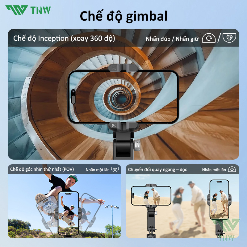 TNW Q19 Gimbal chống rung điện thoại 360 độ Gimbal chụp ảnh selfie có ...