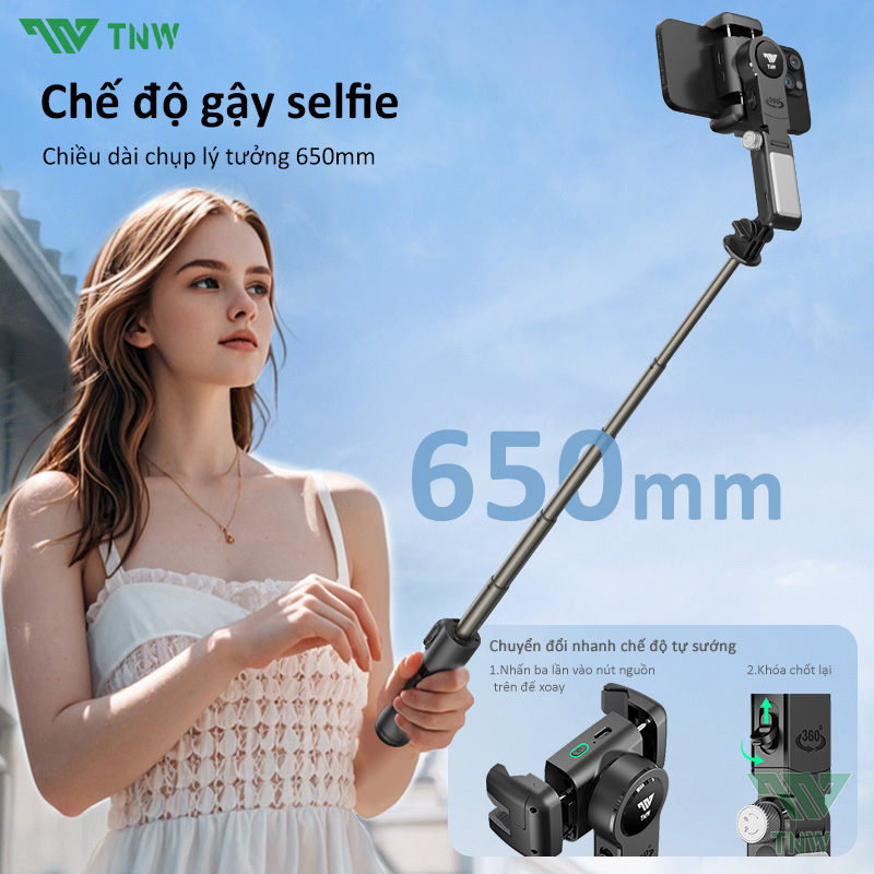 TNW Q19 Gimbal chống rung điện thoại 360 độ Gimbal chụp ảnh selfie có ...