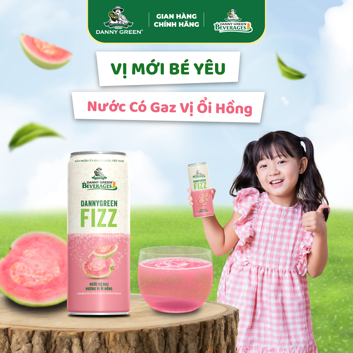 [GIẢM 20%] Lốc 6 Lon Nước Ép Có Gaz Hương Vị Ổi Hồng DANNYGREEN Fizz ...