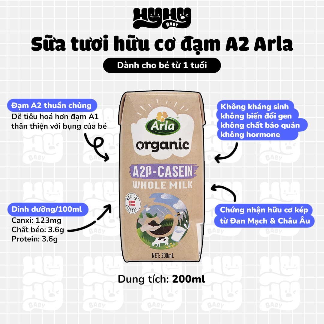 [LẺ 1 HỘP] Sữa Tươi Arla Organic Đan Mạch Nguyên Chất 200ml - Nguyên ...