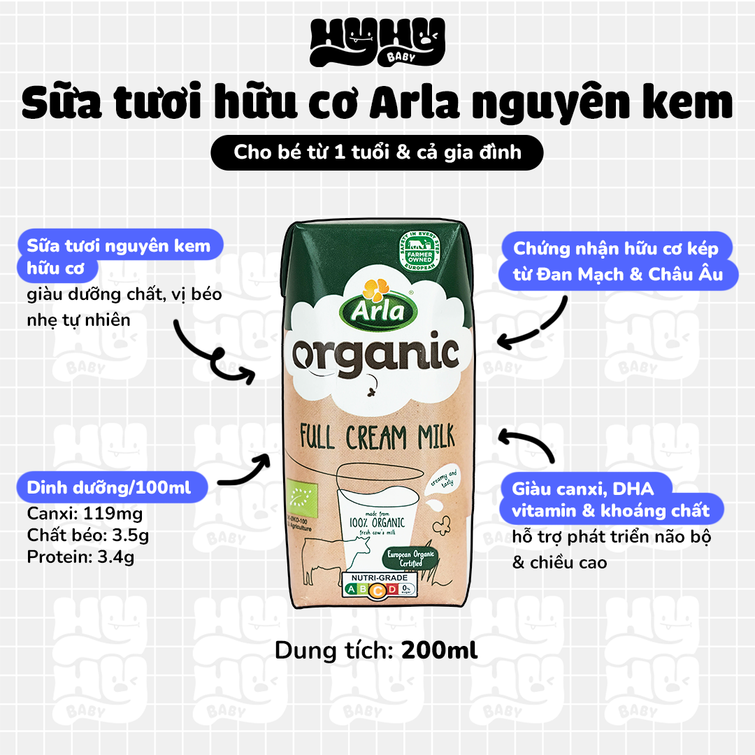 [LẺ 1 HỘP] Sữa Tươi Arla Organic Đan Mạch Nguyên Chất 200ml - Nguyên ...