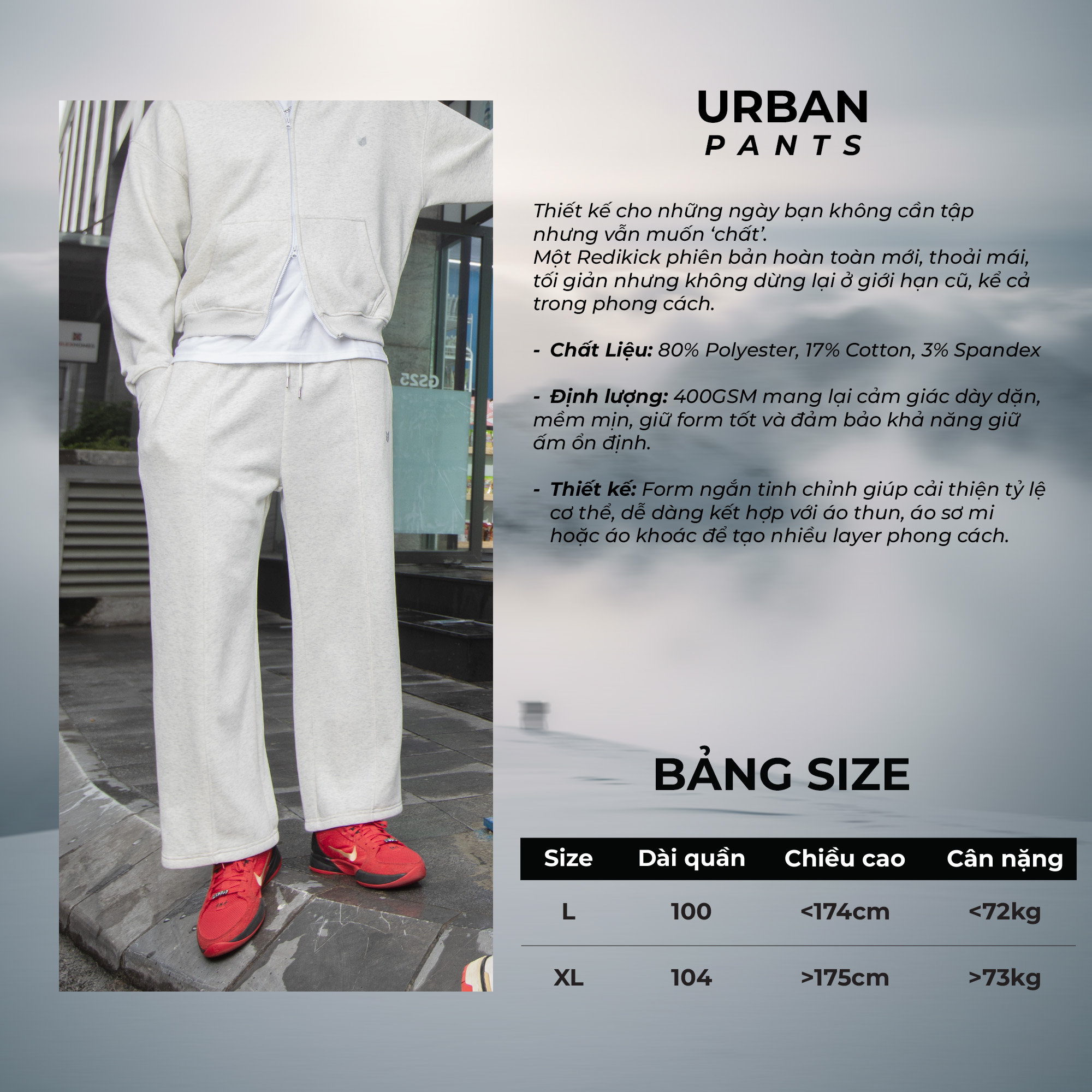 Quần dài nỉ thể thao FLEECE ICON ống suông co giãn, thoải mái, hạn chế ...