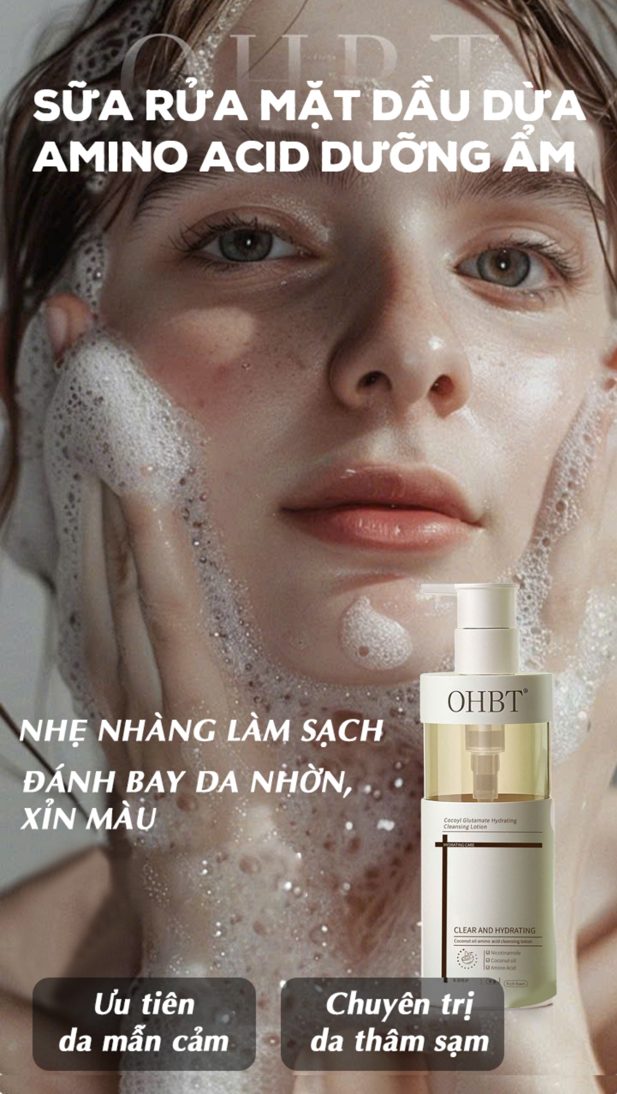 Sữa Rửa Mặt Dưỡng Ẩm Tinh Dầu Dừa OHBT Cococyl Glutamate Hydrating ...