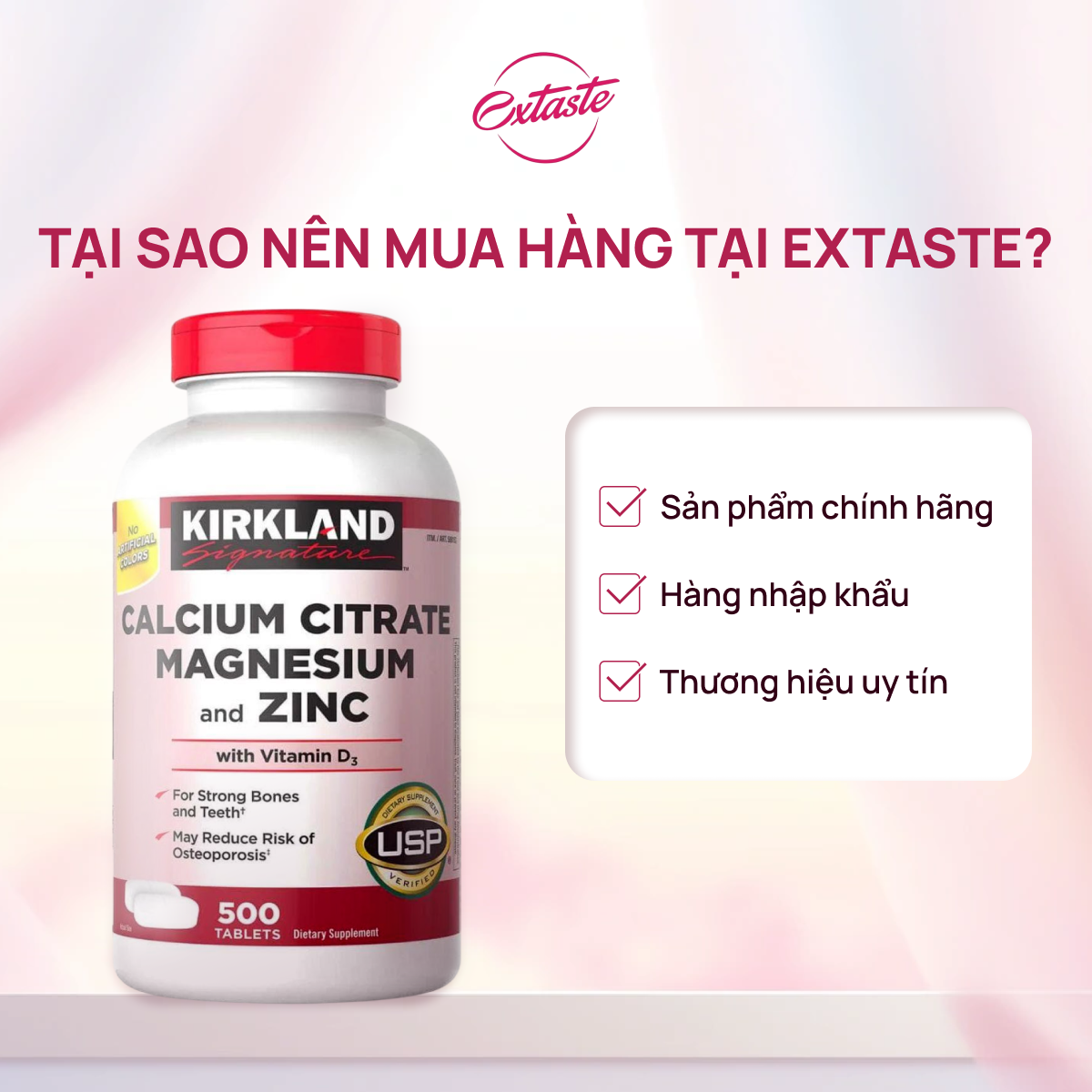 Viên uống canxi chắc xương Kirkland Signature Calcium Citrate Magnesium ...