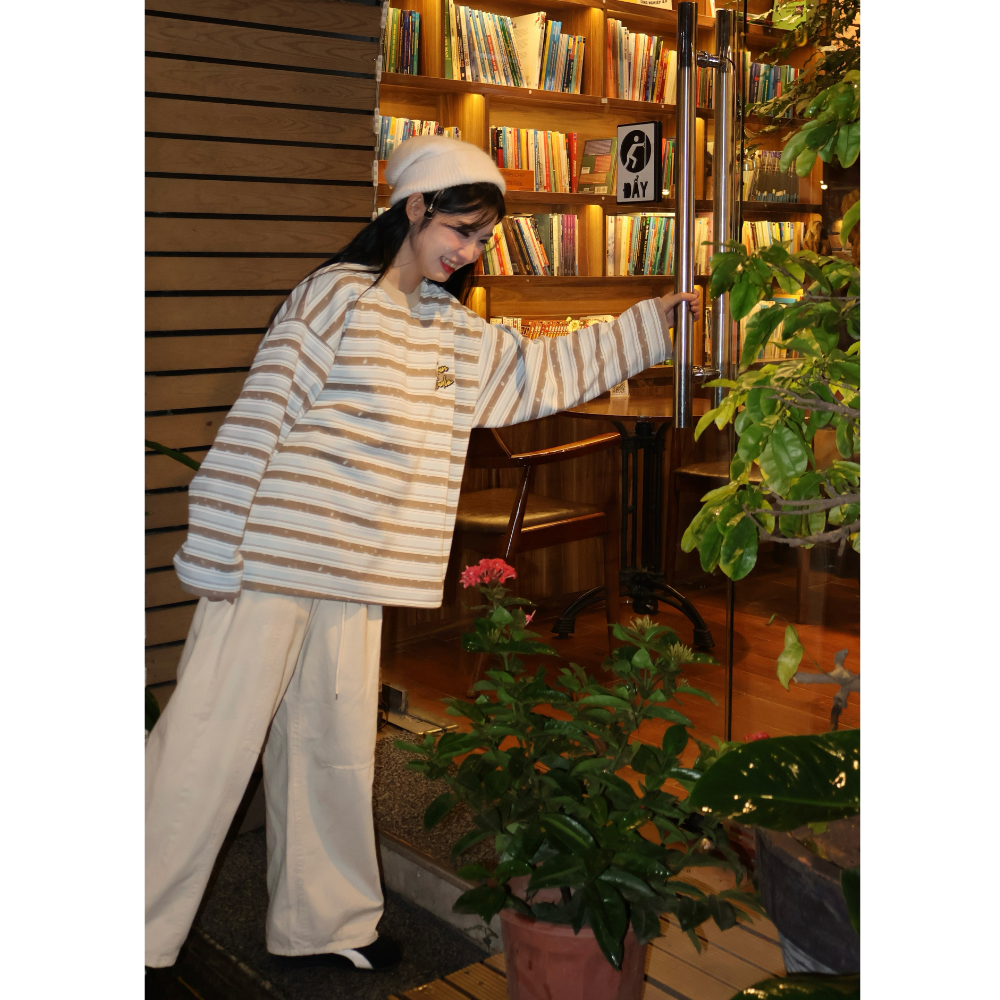 Áo Sweater Kẻ Thêu 𝐓𝐎𝐒𝐔𝐍 Form Rộng Unisex Áo Dài Tay Nam Nữ Cổ Tròn S41 ...