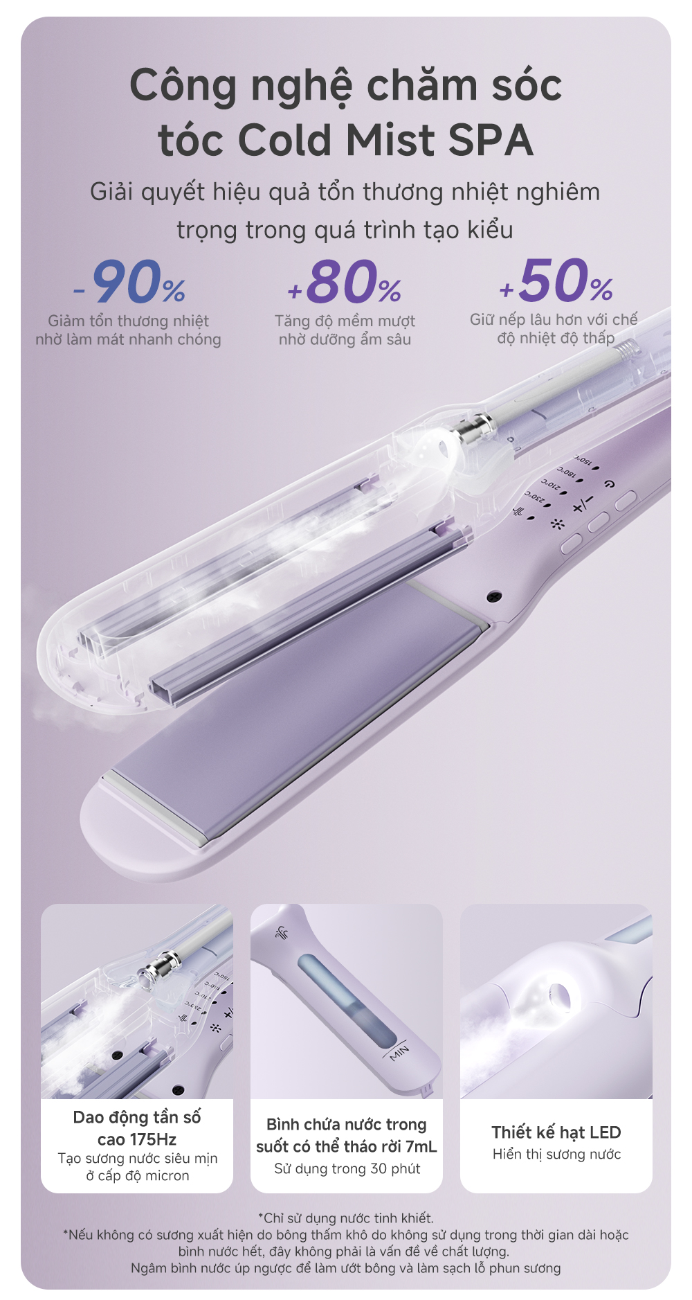 Simplus Máy duỗi tóc Cold Mist với 80 triệu ion âm bảo vệ tóc làm nóng ...