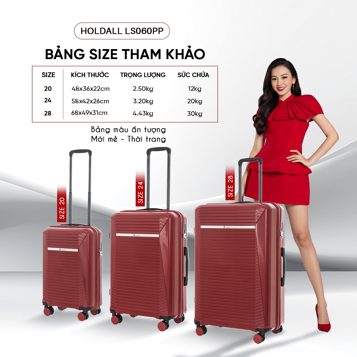 [Lusetti x Võ Hà Linh] Vali Du Lịch Lusetti LS060PP Nhựa PP Tặng Bao ...