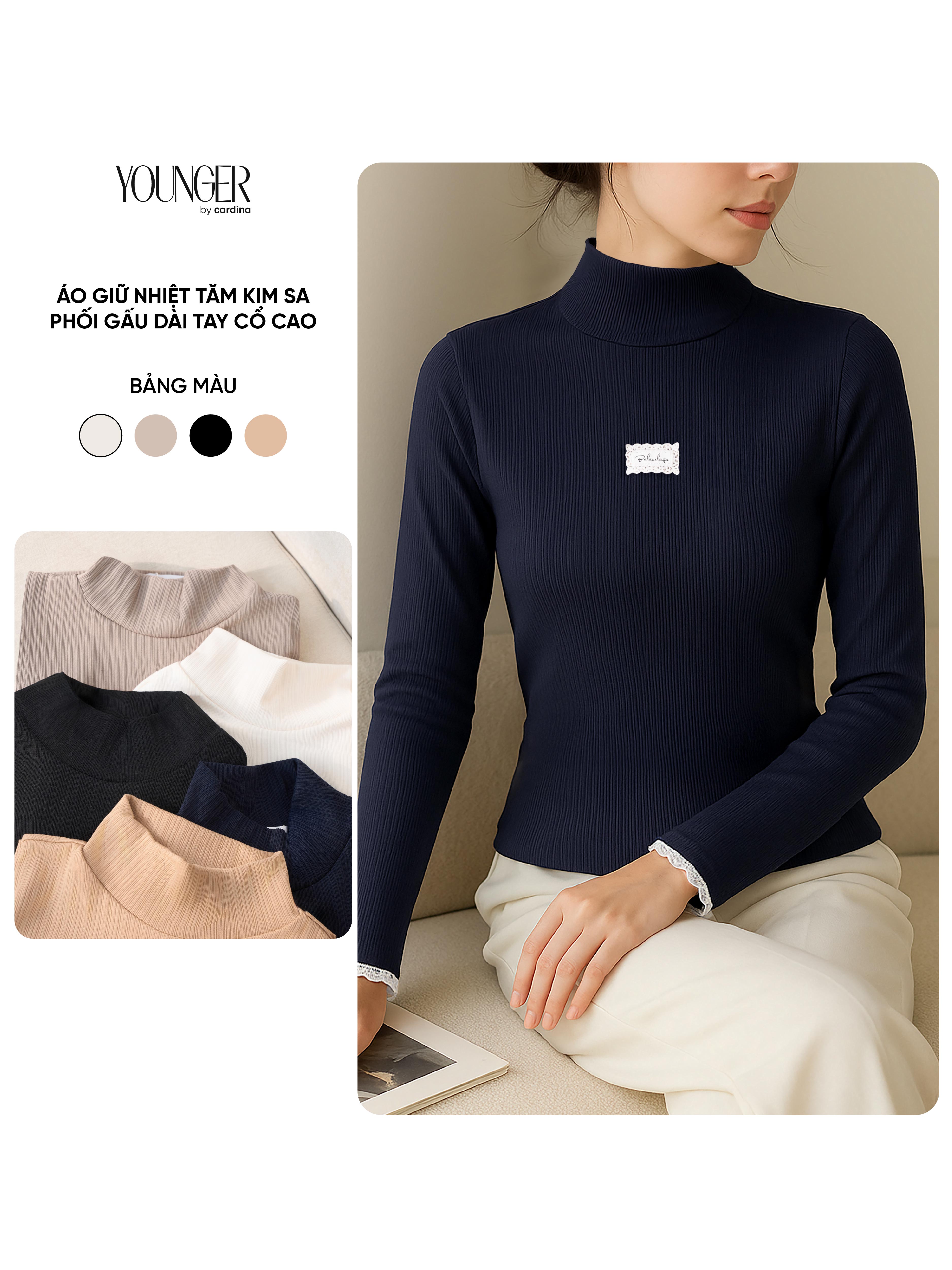 [Xả kho]Áo giữ nhiệt nữ YOUNGER BY CARDINA chất liệu tăm kim sa phối ...