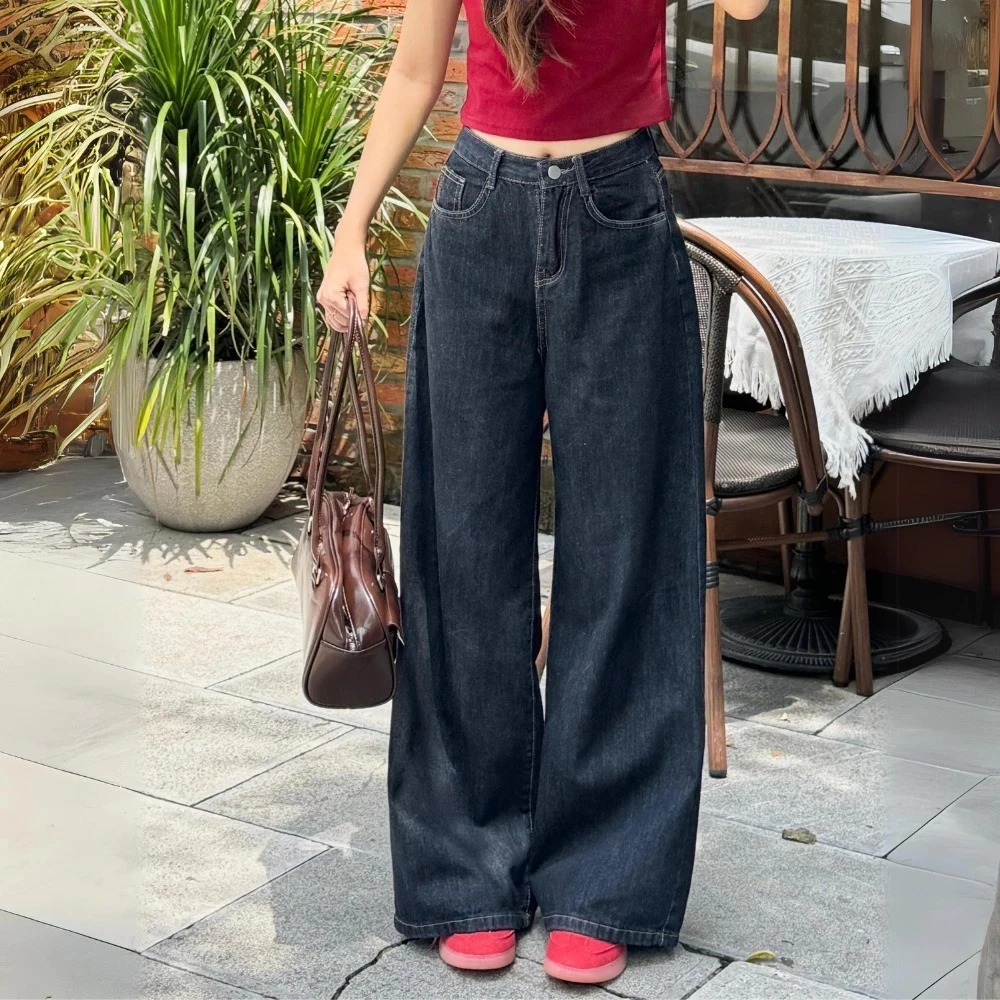 Quần jean nữ ỐNG RỘNG form basic, Quần Jeans Ông Suông Trơn Hiyou JSR ...