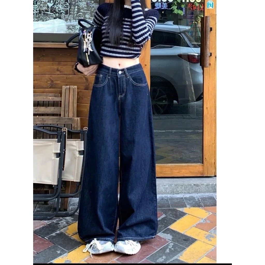 Quần jean nữ ỐNG RỘNG form basic, Quần Jeans Ông Suông Trơn Hiyou JSR ...