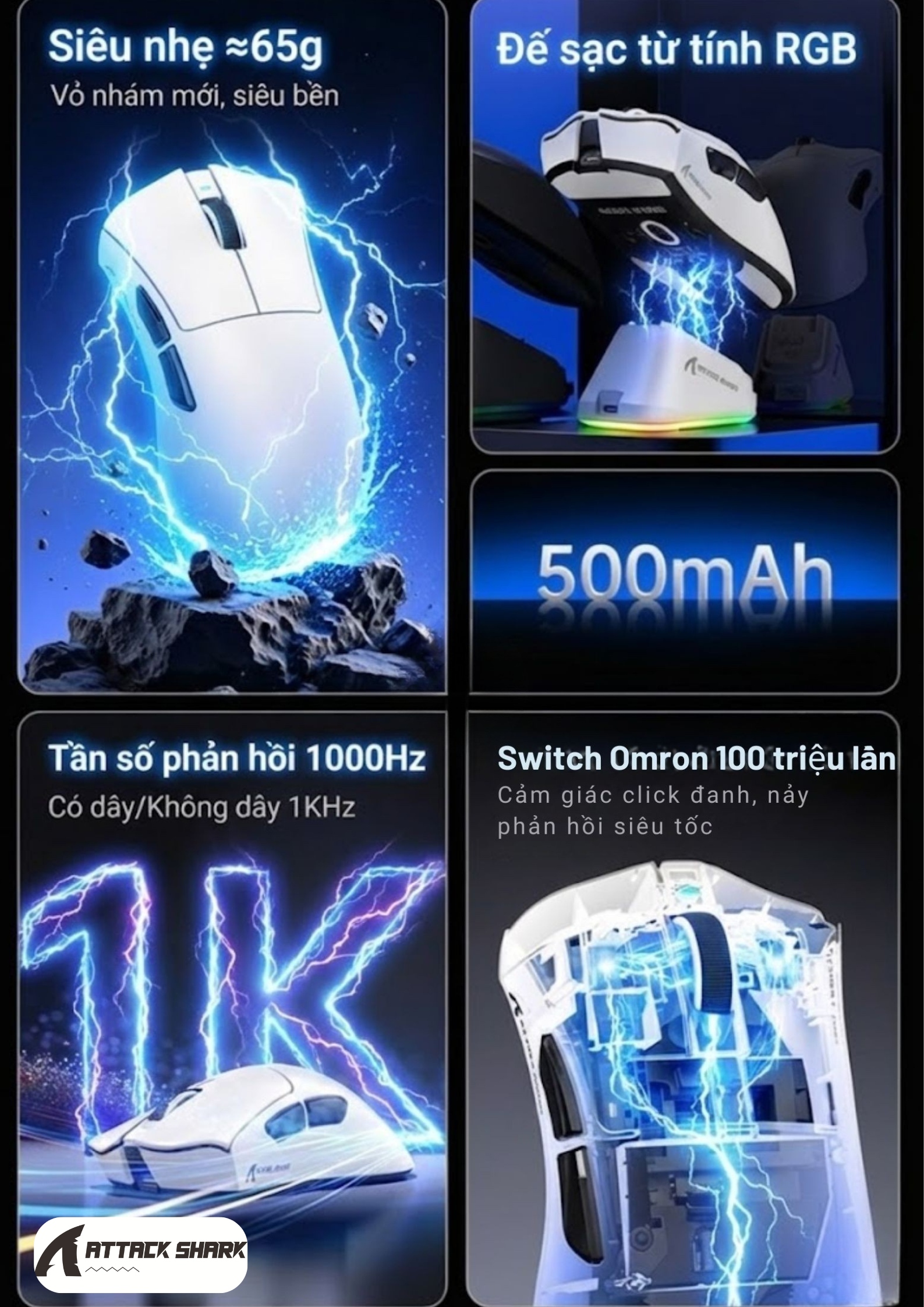 Chuột Gaming Attack Shark V3 Pro – Tri-Mode, 25.000 DPI, PAW3311 ...