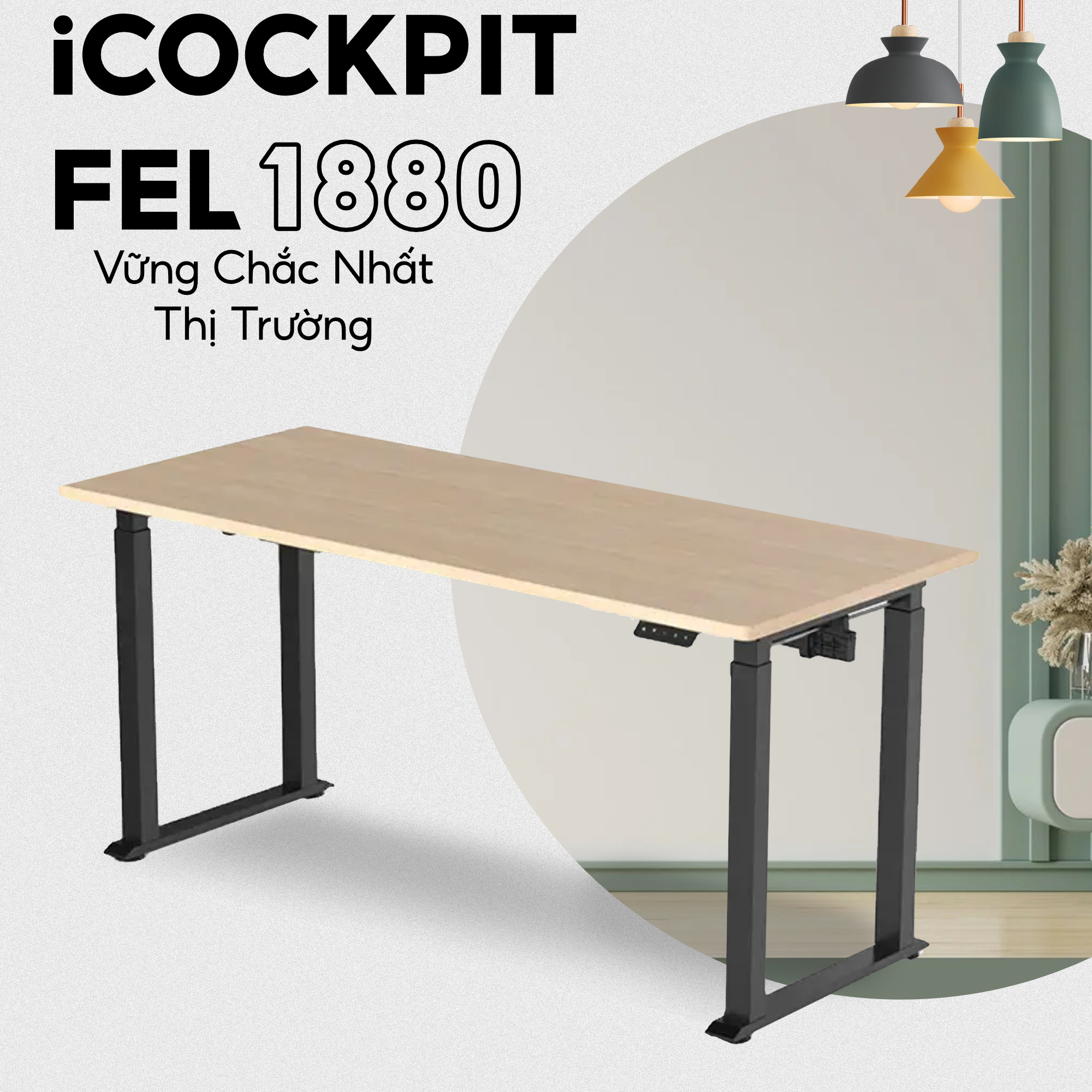 Bàn nâng hạ tăng giảm chiều cao iCockpit FEL-1880 4 chân 2 mô tơ, vững ...