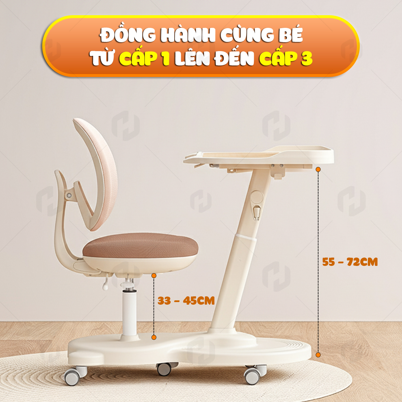 Bộ bàn học T74 liền ghế chống gù – Giữ tư thế ngồi chuẩn, giúp bé học ...