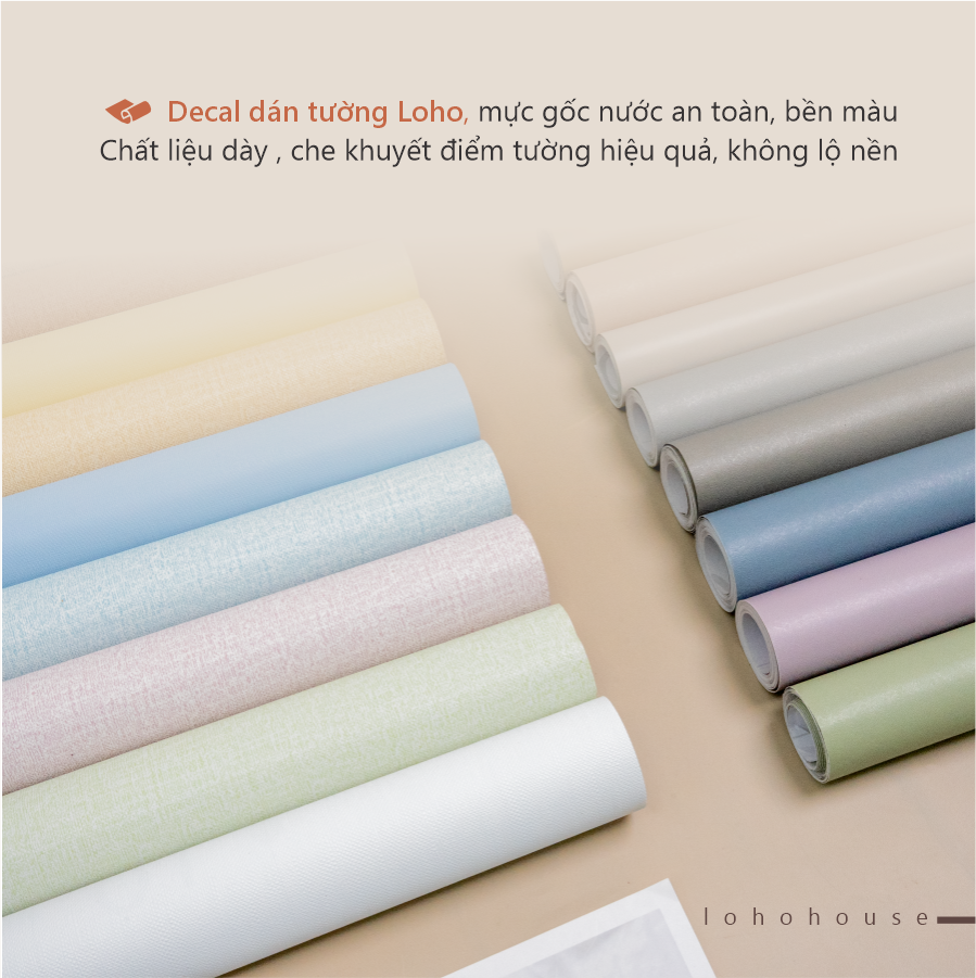 LOHO Giấy decal dán tường vân nổi 3D chống thấm nước, dễ lau chùi ...