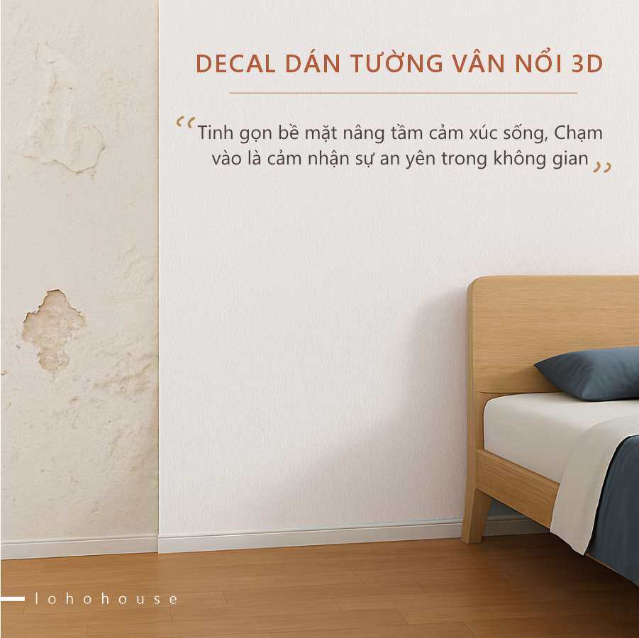 LOHO Giấy decal dán tường vân nổi 3D chống thấm nước, dễ lau chùi ...