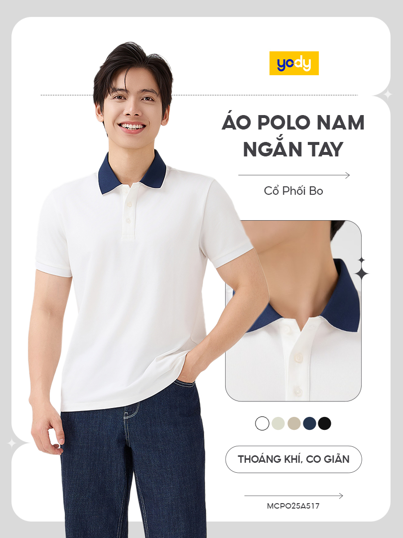 Áo Polo Nam Yody Ngắn Tay Cổ Phối Bo Cổ MCPO25A517 | Shopee Việt Nam