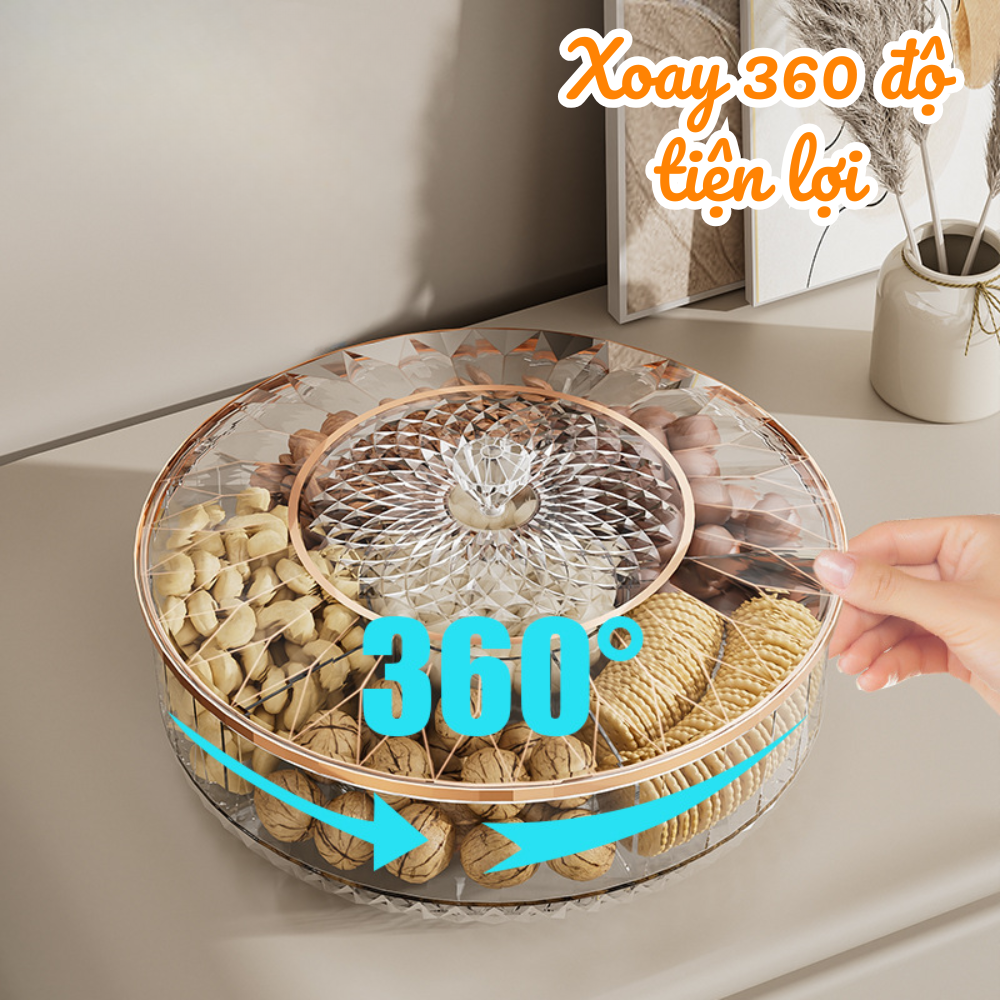 Khay Đựng Bánh Kẹo Mứt Tết 6 Ngăn Xoay 360 Độ TOAM Đựng Bánh Kẹo, Hạt ...
