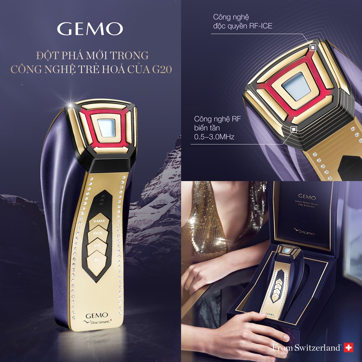 GEMO G20 - Thiết bị làm đẹp chống lão hóa cao cấp từ Thụy Sĩ G20 hỗ trợ nâng cơ, giảm nếp nhăn ...