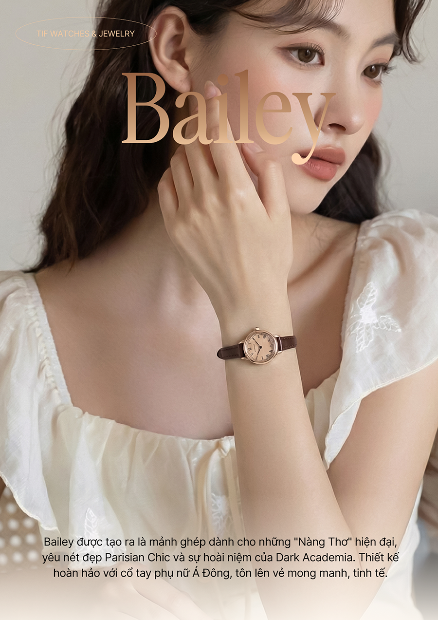 Đồng Hồ Nữ Tay Nhỏ Dây Da BAILEY Tif Watches Nhỏ Gọn Phong Cách Vintage ...