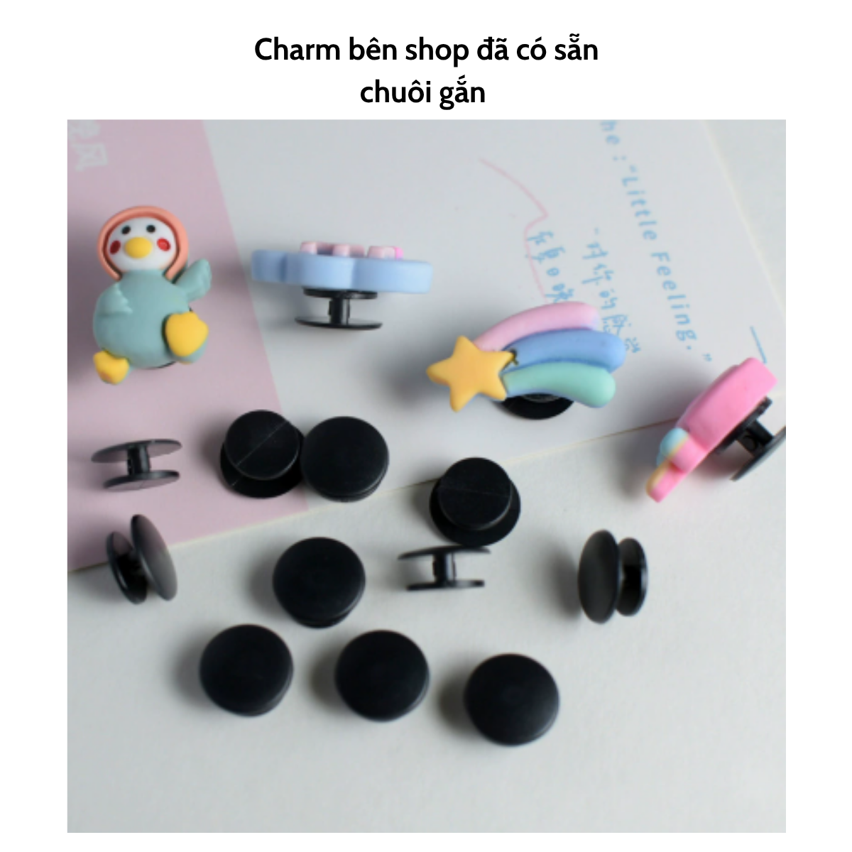 Bộ 12 Sticker, Charm 3D chủ đề Gấu trúc nhựa cứng gắn Dép Sục, Cá sấu ...