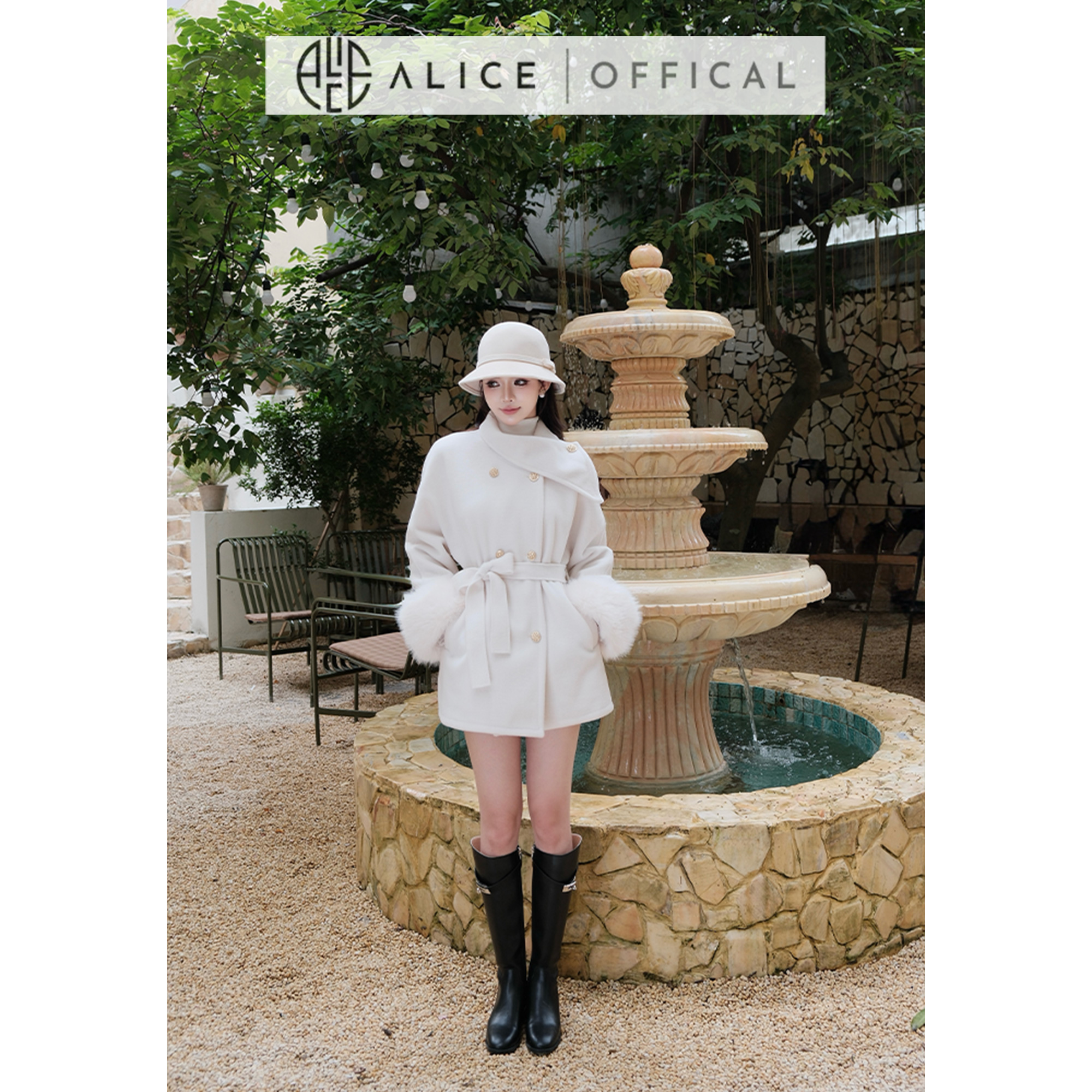 Áo Dạ Thu Đông Cao Cấp Alice Chất Dạ Ép Phối Tay Lông, Áo Dài Qua Mông ...