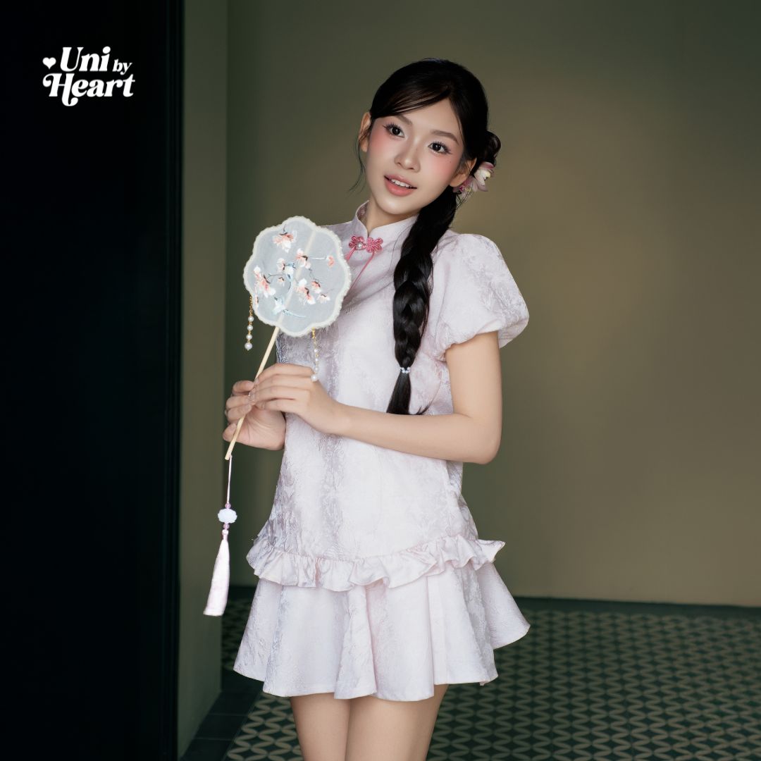 Set áo váy Tết cổ tàu Hạ Vân ADT003 chất liệu gấm hoa chìm, kèm chân ...