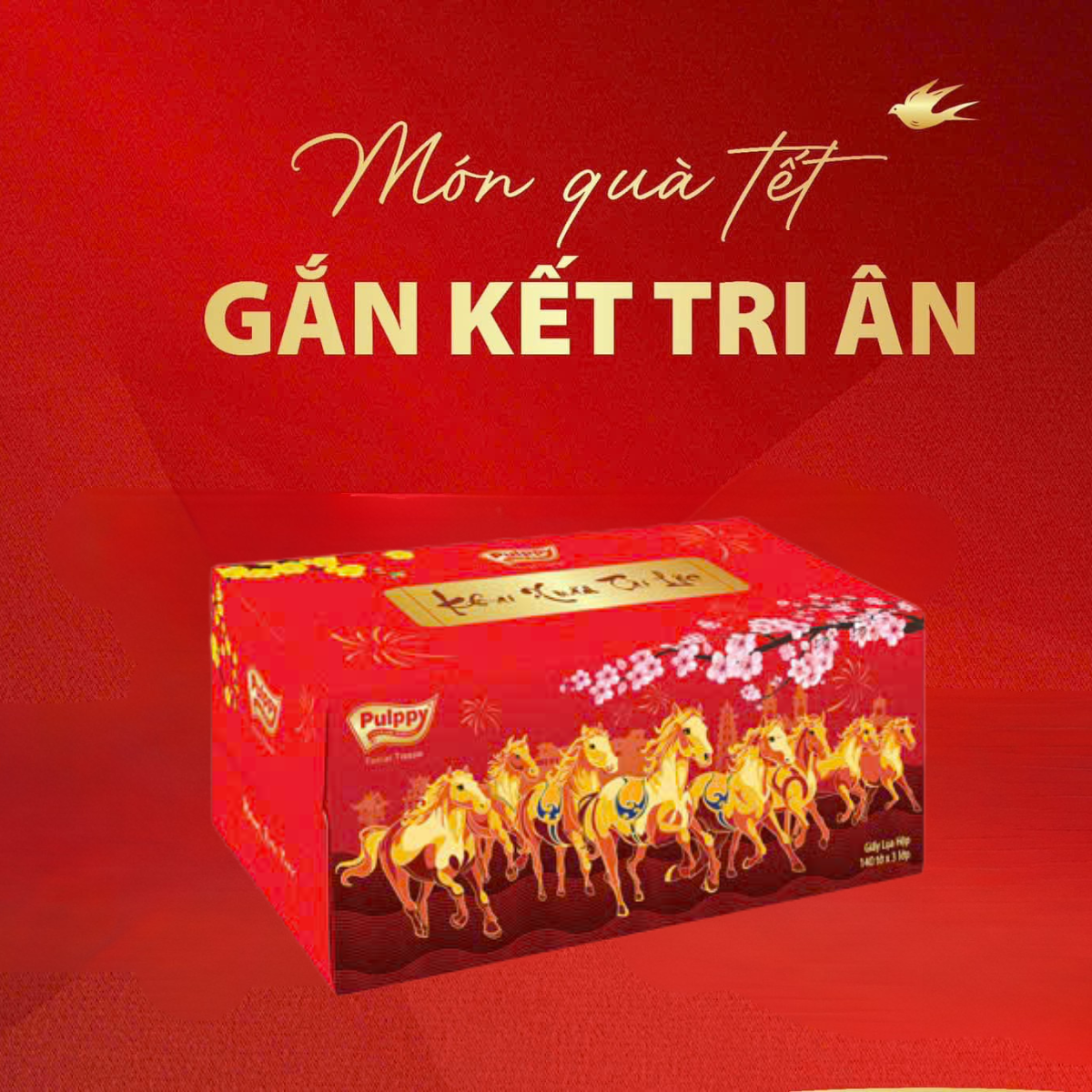 Khăn Giấy Rút Tết Bính Ngọ 2026 3 Lớp Pulppy Đỏ May Mắn | Shopee Việt Nam